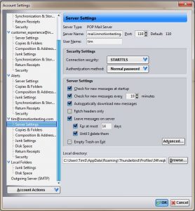 Thunderbird: Leave Copy of Email on Server with POP3 | InMotion Hosting