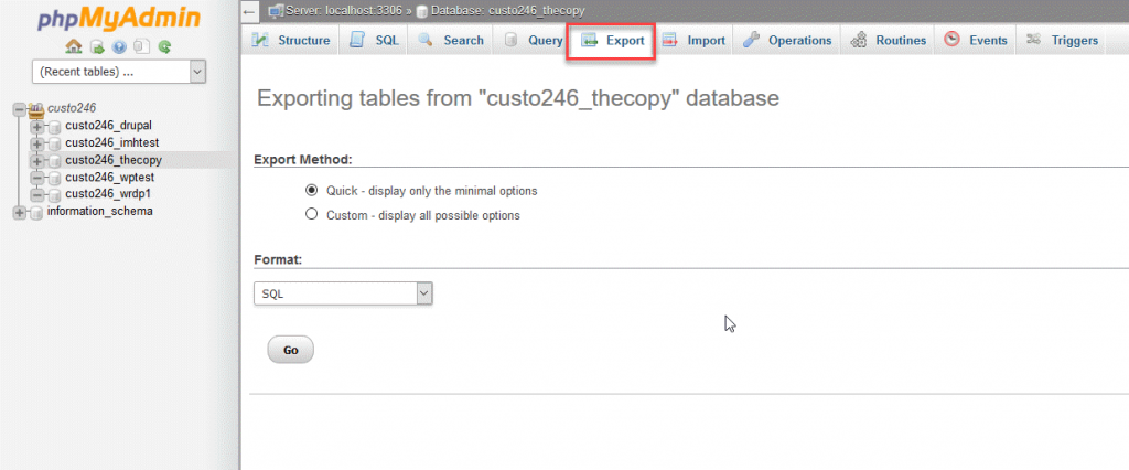 How to Export a Database using phpMyAdmin | InMotion Hosting