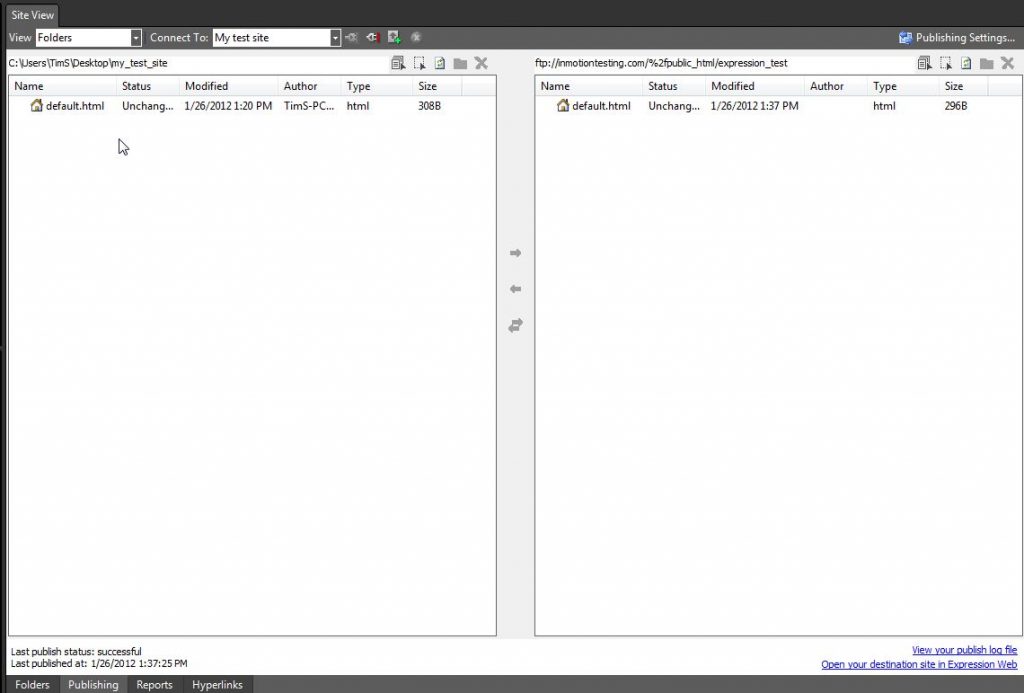 Publishing with Microsoft Expressions Web 4 | InMotion Hosting