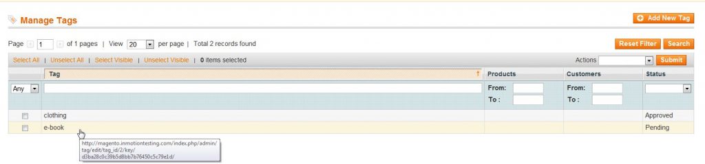 Deleting Product Tags in Magento | InMotion Hosting