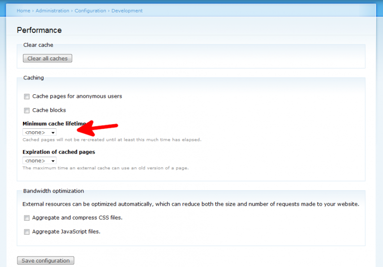 How to configure minimum cache lifespan in Drupal 7 | InMotion Hosting
