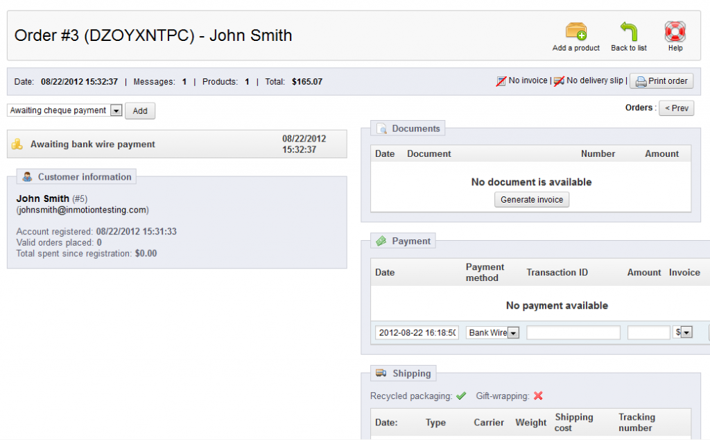 How to Edit an Order in PrestaShop 1.5 back office | InMotion Hosting