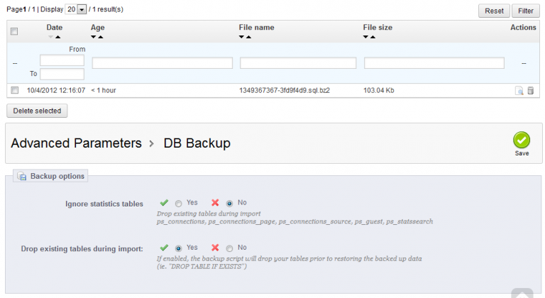 Creating a Database backup in PrestaShop 1.5 | InMotion Hosting