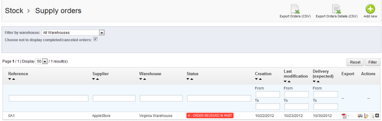 Pending receipt of a supply order in PrestaShop 1.5 | InMotion Hosting