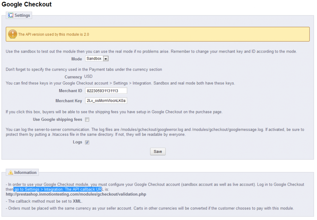 How to install the Google Checkout module in PrestaShop 1.5 | InMotion ...