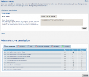 Editing permission roles in phpBB 3.0 | InMotion Hosting