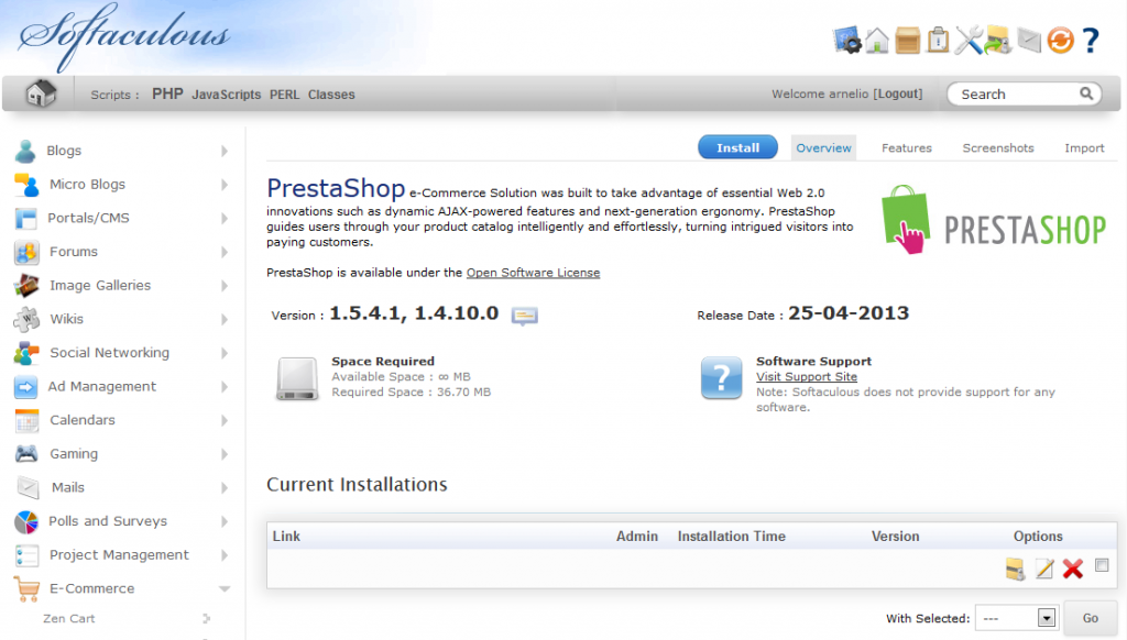 How to Install PrestaShop With Softaculous | InMotion Hosting