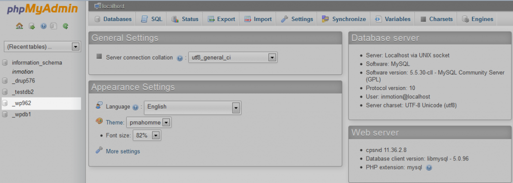 Running MySQL statements in phpMyAdmin | InMotion Hosting