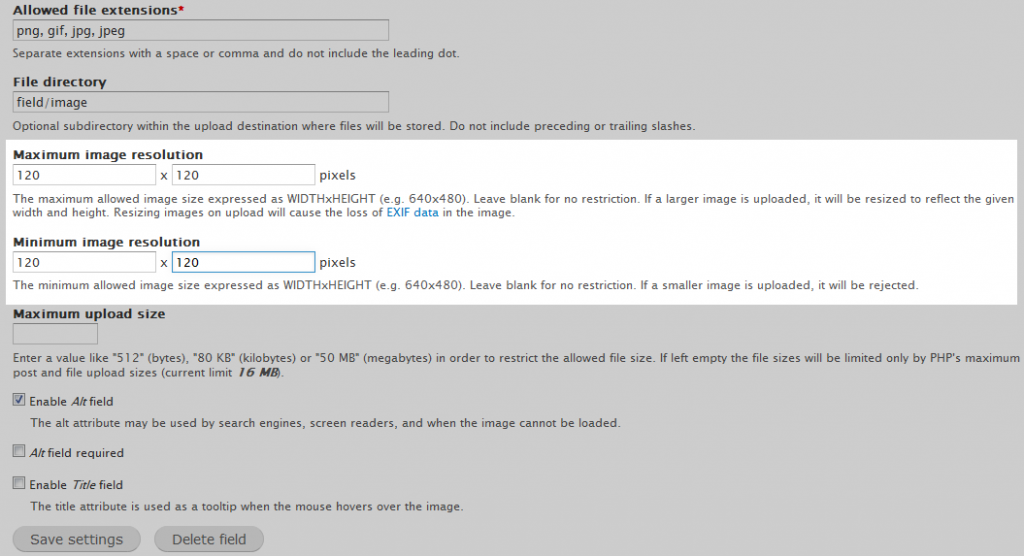 Setting max and min upload sizes for images in Drupal 8 | InMotion Hosting