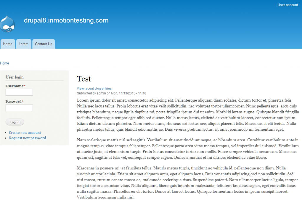 Creating a blog entry in Drupal | InMotion Hosting