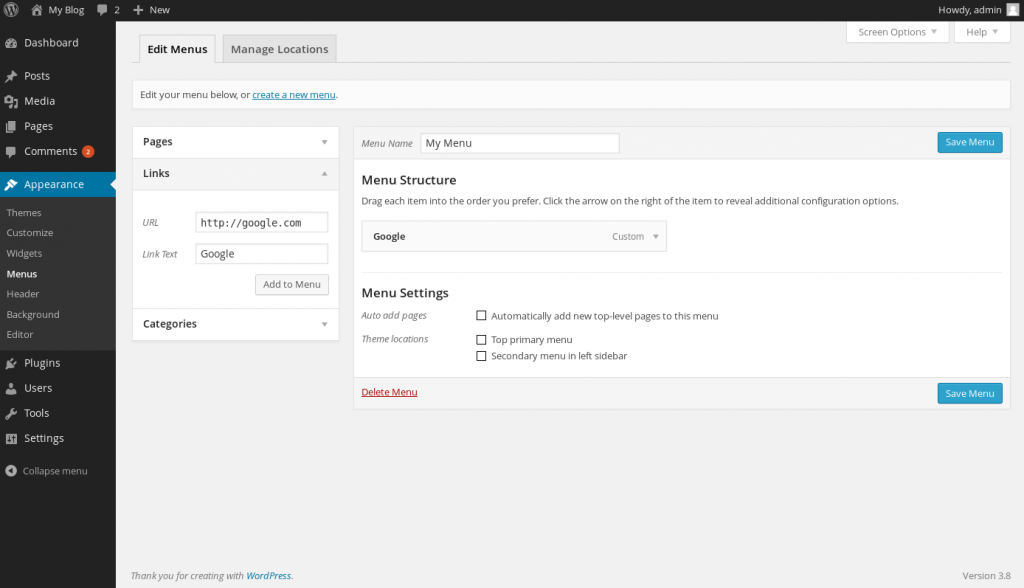 Creating custom WordPress menus | InMotion Hosting