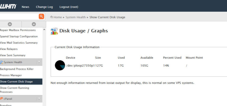 Using WHM to See Disk Usage | InMotion Hosting