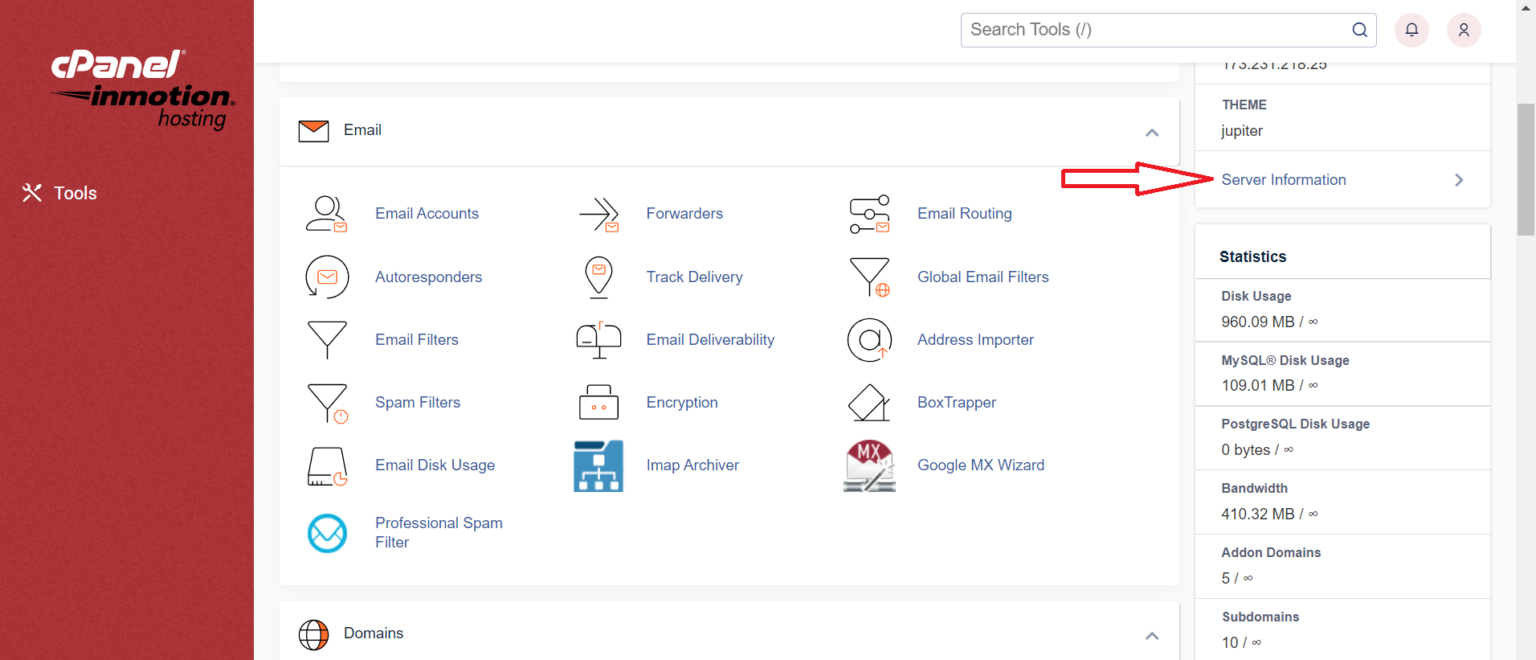 How to find your server name in cPanel
