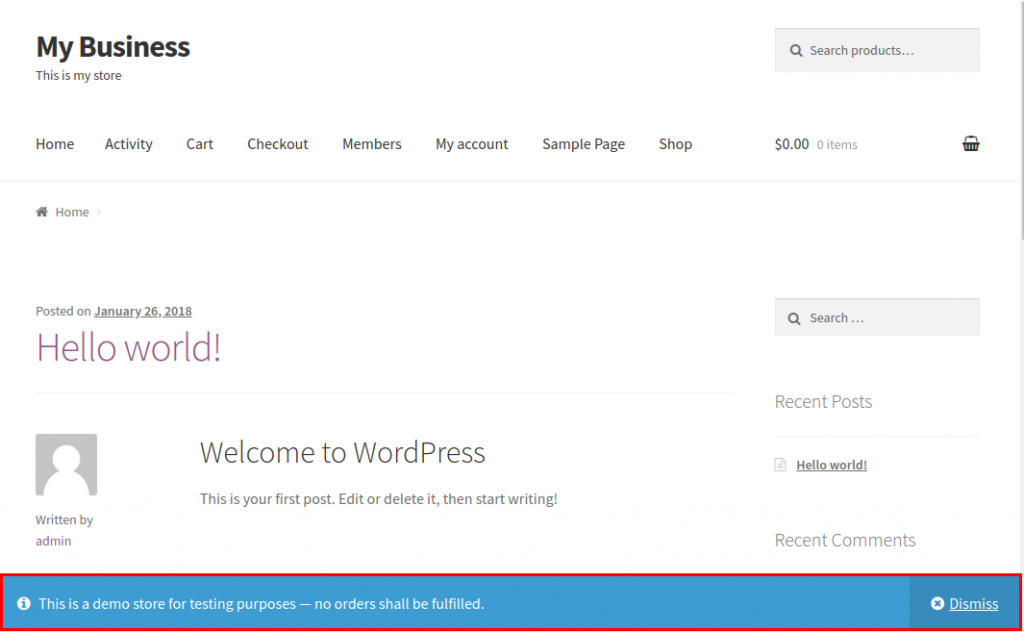 Customizing the Store Notice in the Storefront Theme