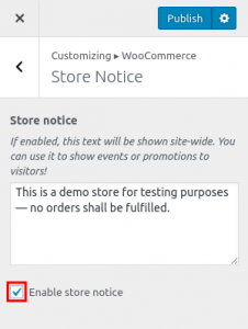 Customizing the Store Notice in the Storefront Theme