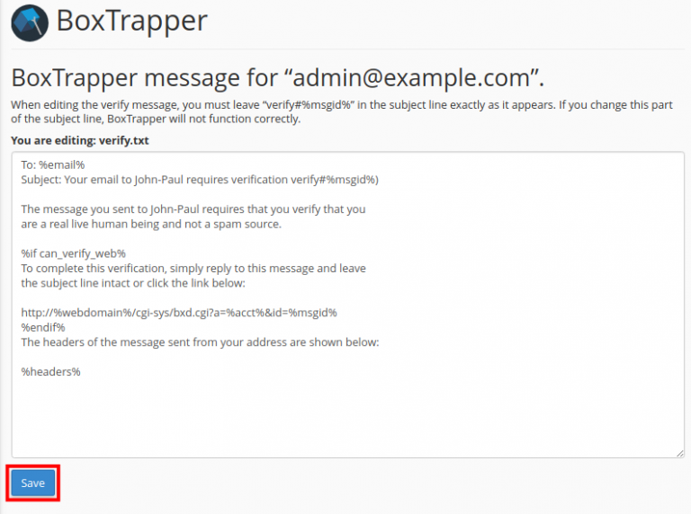 How to Edit BoxTrapper Confirmation Messages