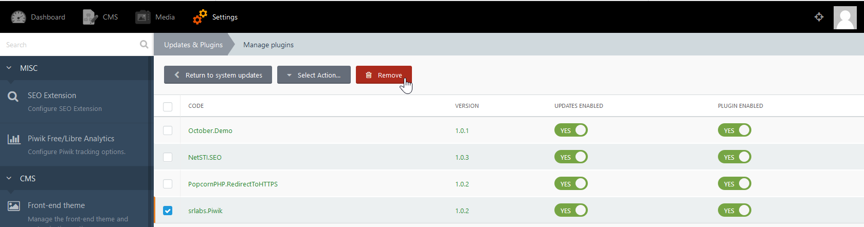 How to Uninstall Plugins in OctoberCMS | InMotion Hosting