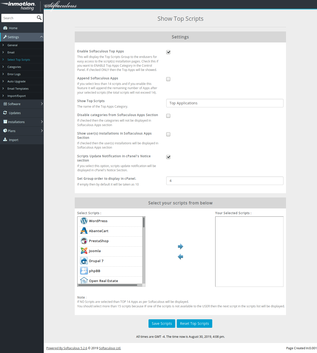 How to Customize Top Softaculous Scripts for cPanel | InMotion Hosting
