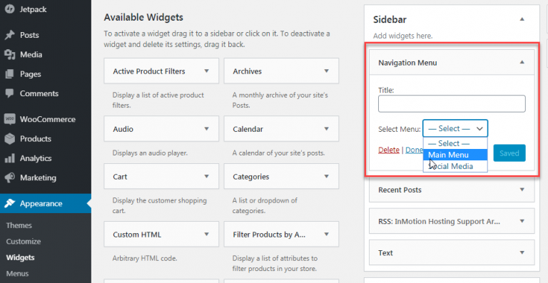 Add a Navigation Menu to Your Sidebar in WordPress | InMotion Hosting