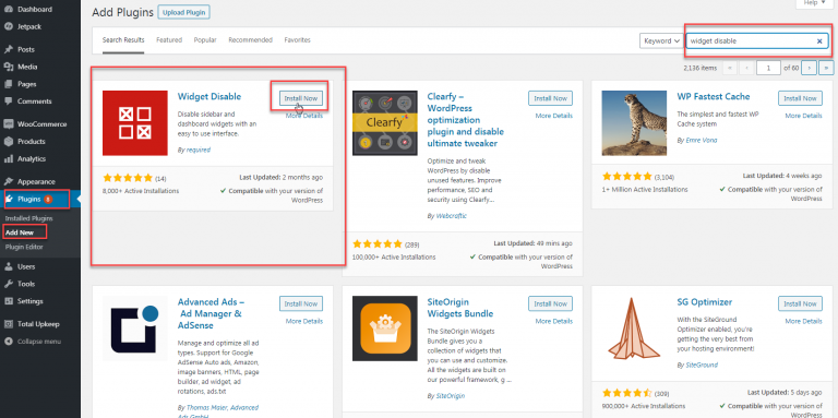 Deactivating and Disabling Widgets in WordPress