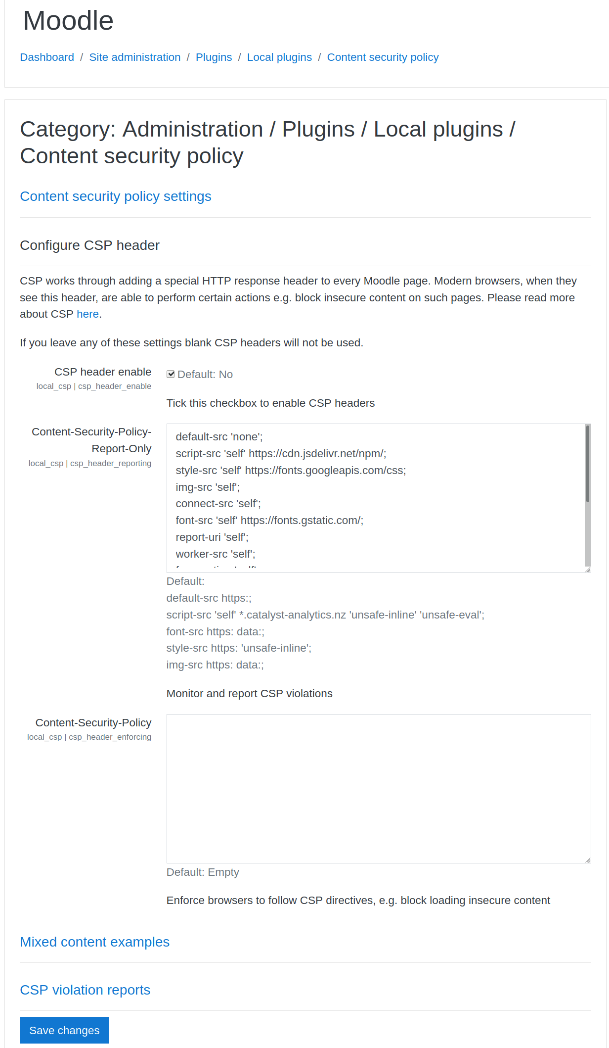How to Add Content Security Policy with the Local CSP Moodle Plugin