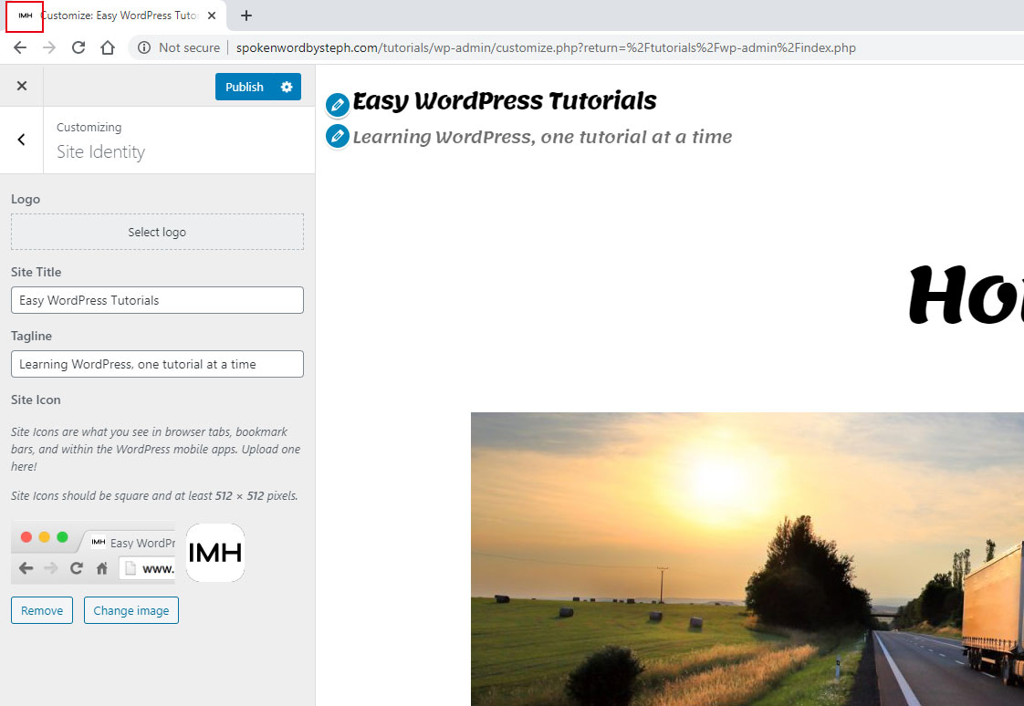 How to add a site icon, or favicon in WordPress