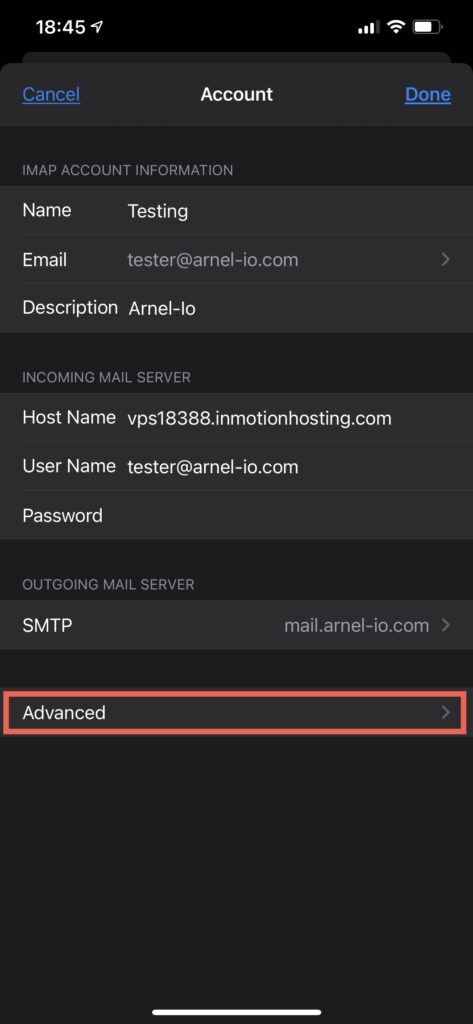 How to Edit Email Server Settings in iOS (14+) | InMotion Hosting