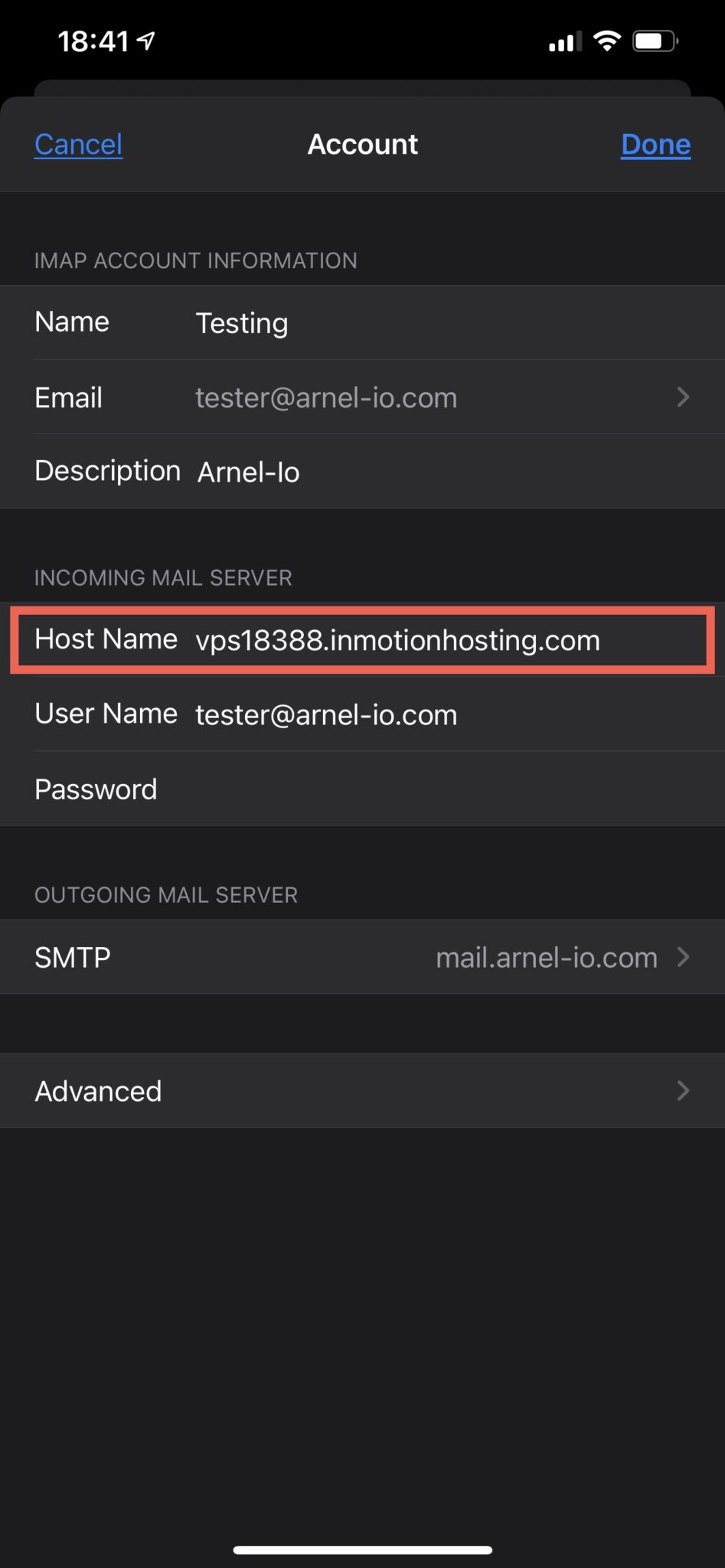 How to Edit Email Server Settings in iOS (14+) | InMotion Hosting