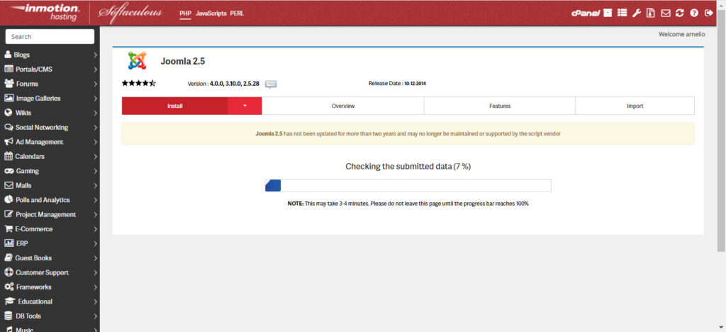 How to Install Joomla! 4.0 with Softaculous | InMotion Hosting