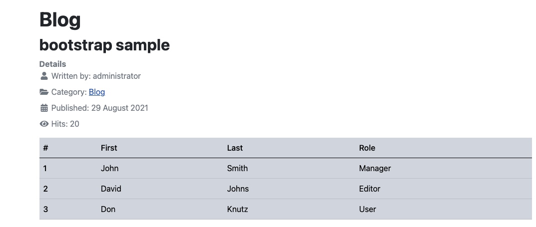 Using Bootstrap 5 in Joomla 4.0 - Tables | InMotion Hosting