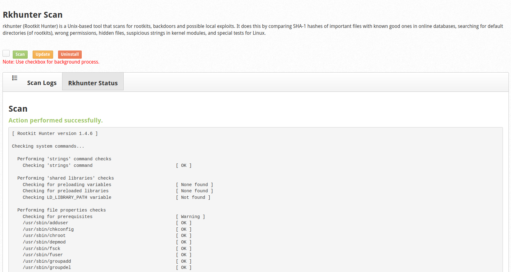 Control Web Panel Server Scanners | InMotion Hosting