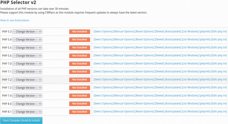 Change PHP Version in Control Web Panel (CWP) | InMotion Hosting