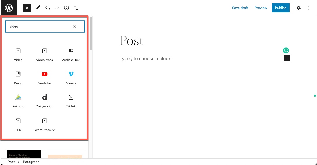 How to Add Video Using Blocks or Patterns with WordPress FSE | InMotion Hosting