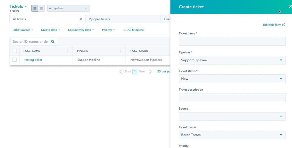 How to Create and Edit Tickets in HubSpot | InMotion Hosting