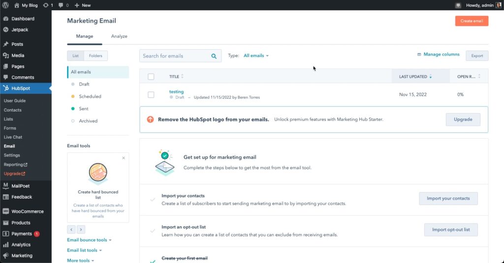 How to Create a New Marketing Email in HubSpot | InMotion Hosting