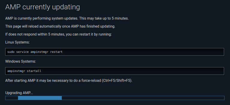Updating AMP in the Game Management Panel | InMotion Hosting
