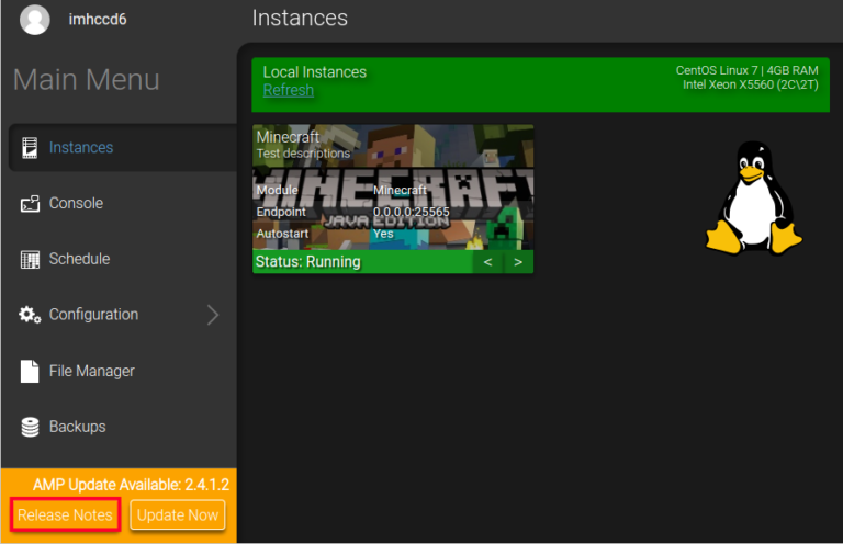 Updating AMP in the Game Management Panel | InMotion Hosting