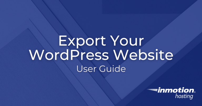 How to Export your WordPress Sites