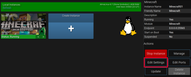 Minecraft Server Instance Management - Minecraft Game Panel