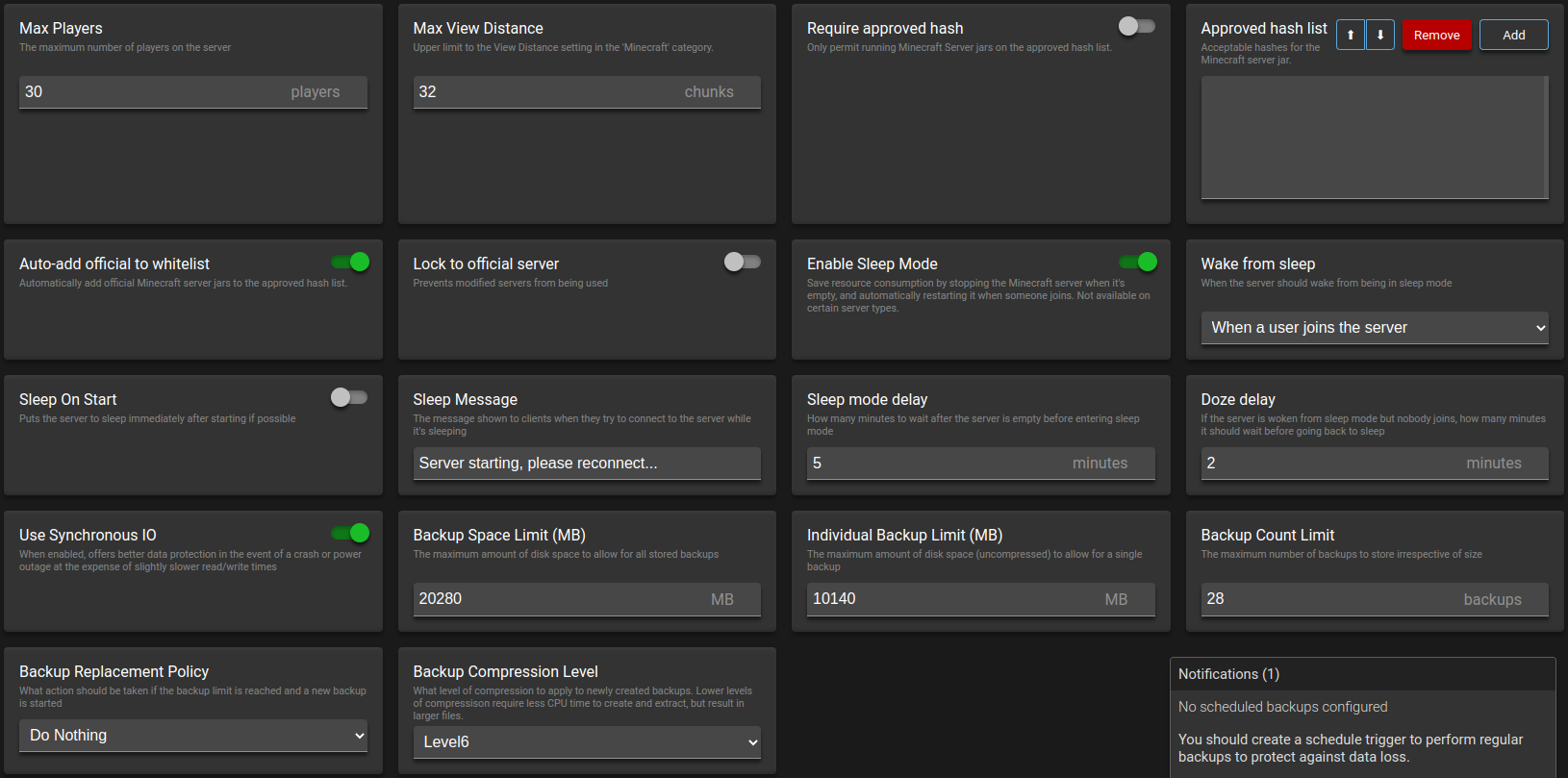 Minecraft Instance Configuration Options | InMotion Hosting