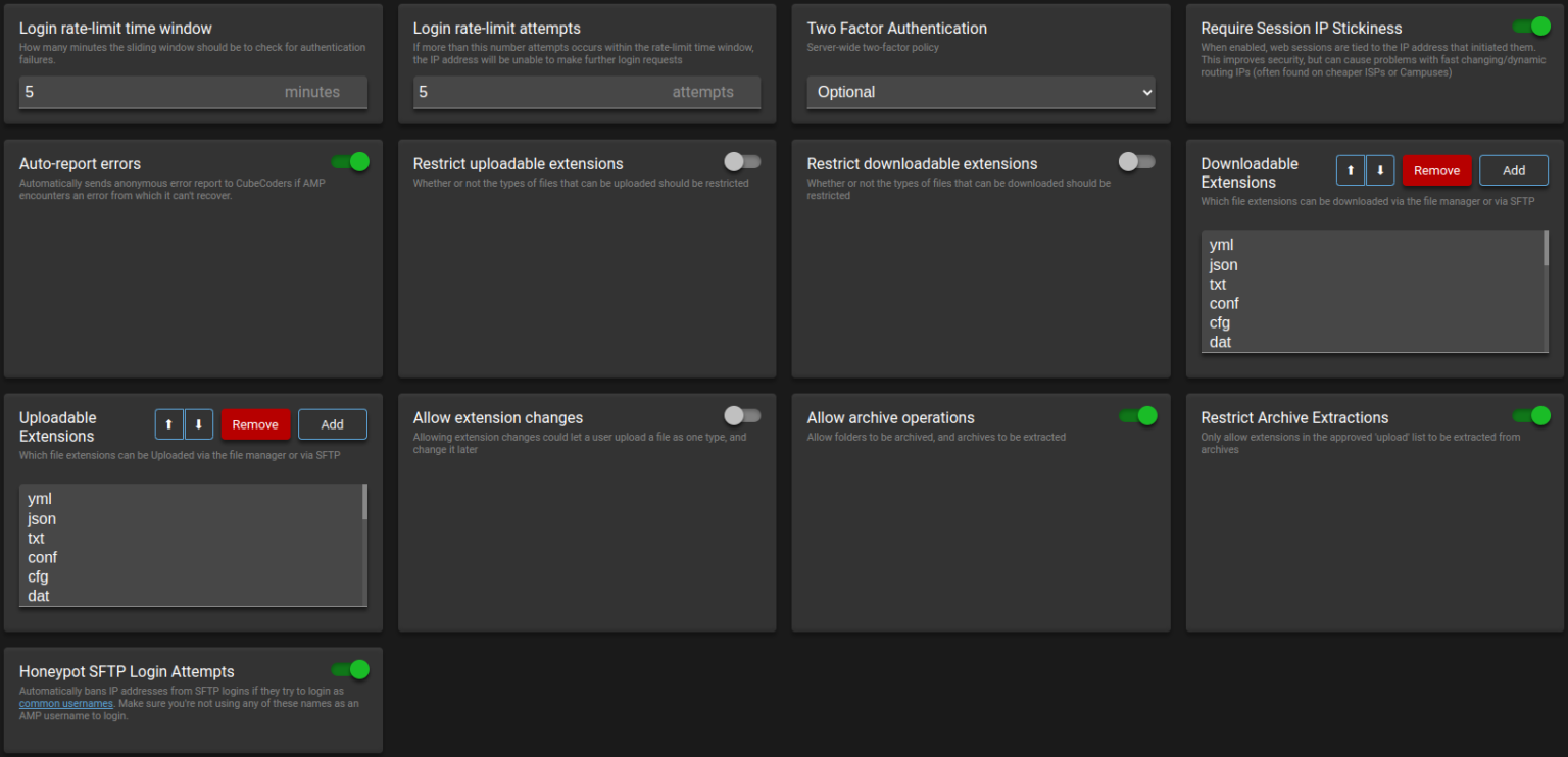 Game Management Panel Security and Privacy Options | InMotion Hosting