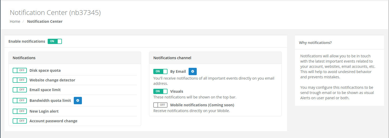 Notification Center in CWP User Panel | InMotion Hosting