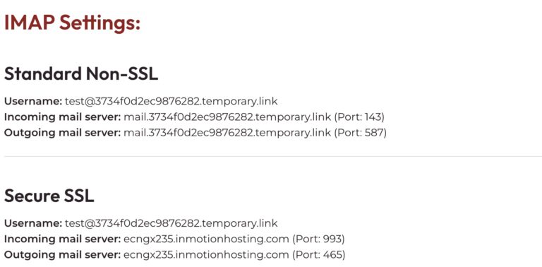 InMotion Hosting Email Configuration Tool